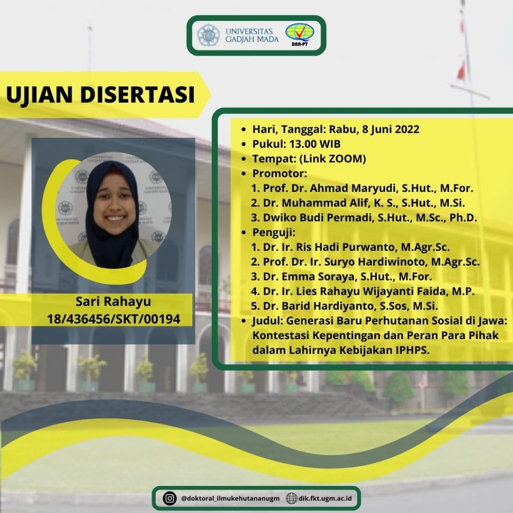 Ujian Disertasi a.n. Sari Rahayu – Doktor Ilmu Kehutanan