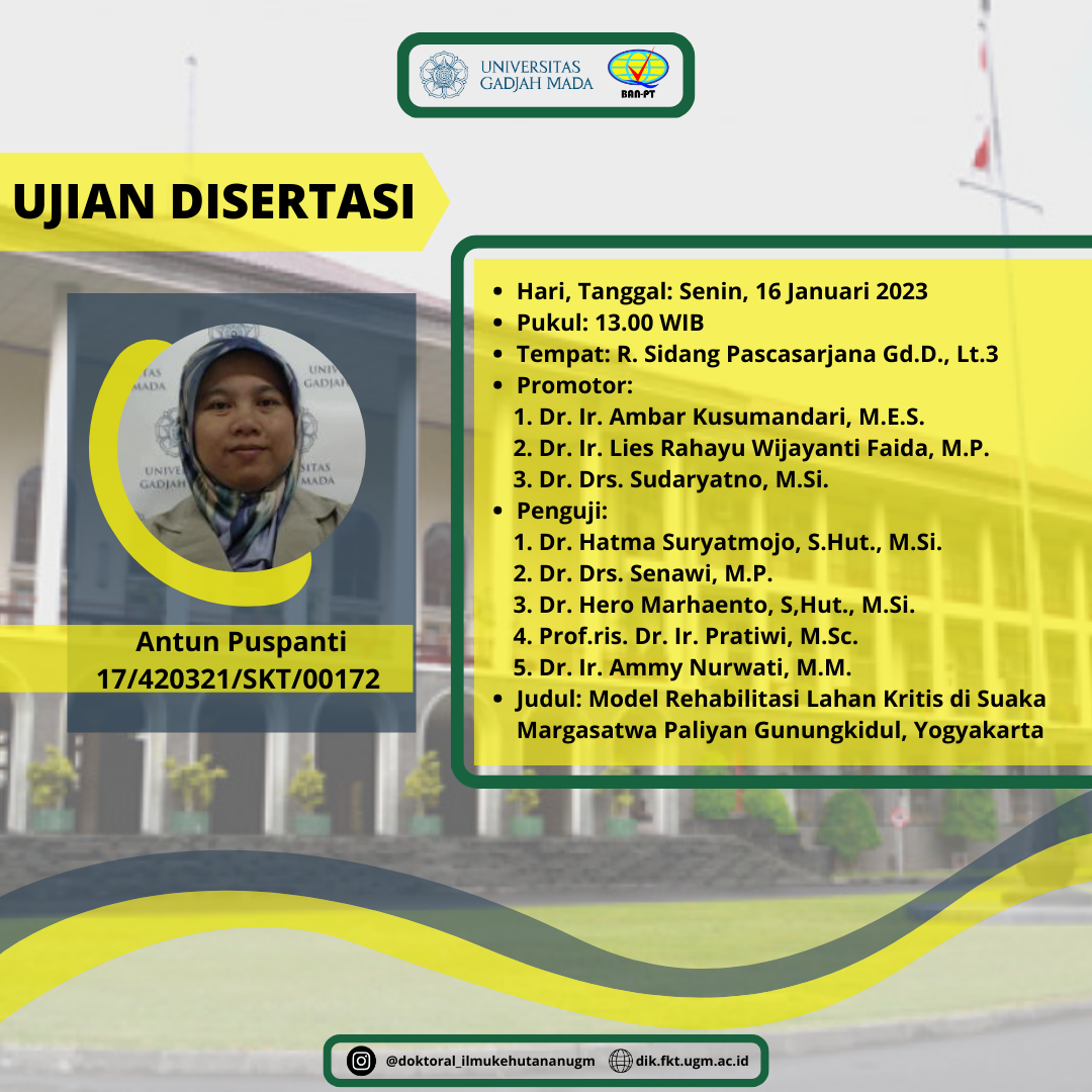 Ujian Disertasi a.n. Antun Puspanti – Doktor Ilmu Kehutanan